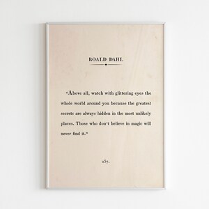 Roald Dahl Quote Print, Book Quote Wall Art, Inspirational Motivational ...