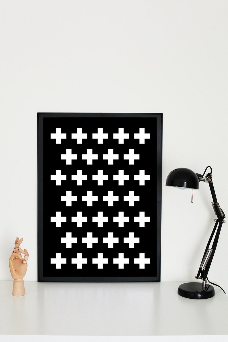 Swiss Cross Pattern 50x70 Cm A4 Plus Sign Black and - Etsy