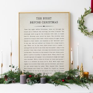 The Night Before Christmas Printable Wall Art, Vintage Christmas Sign ...