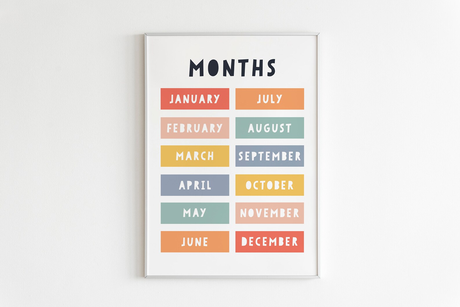 Educational Wall Art Printable Months of the Year Poster | Etsy
