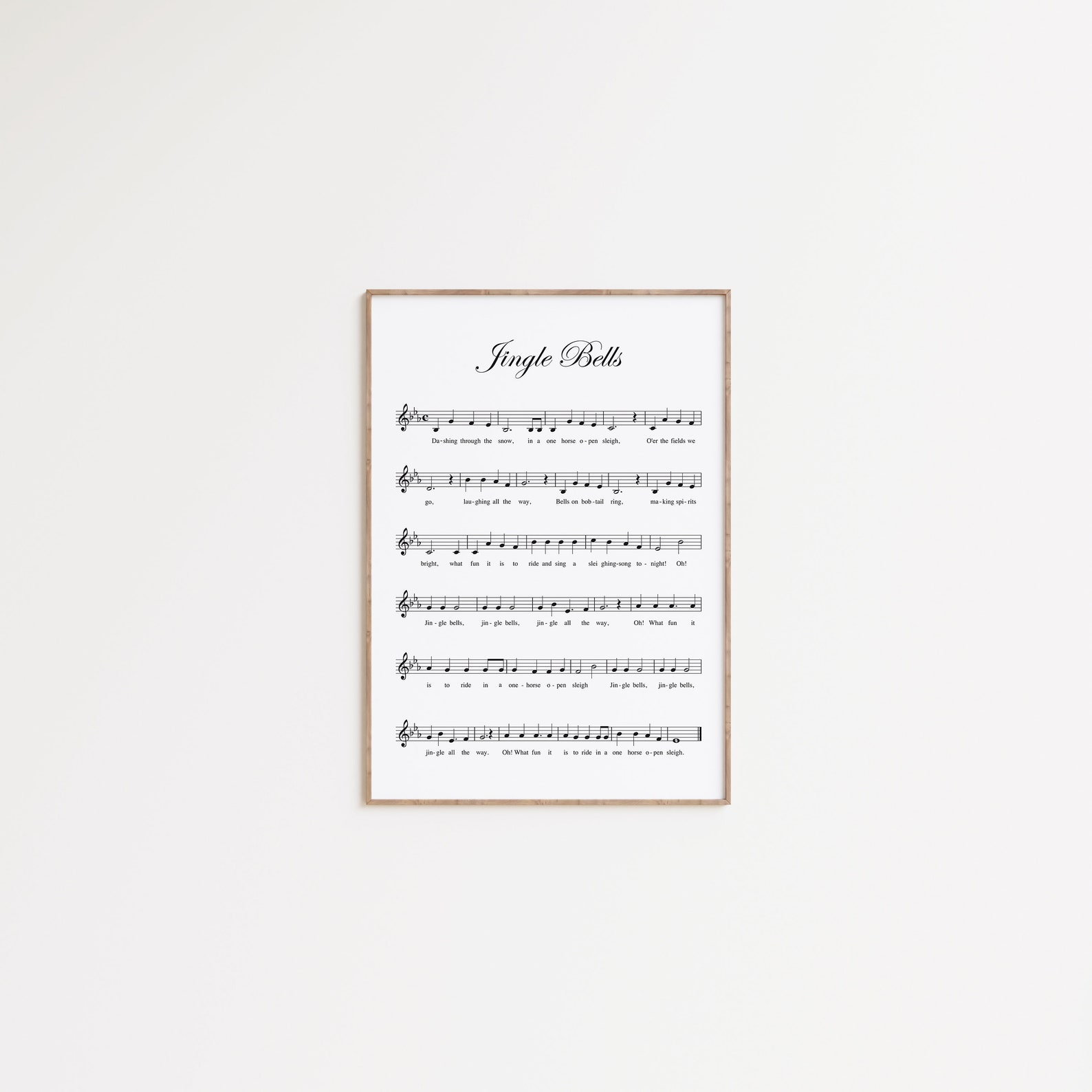 Jingle Bells Music Sheet Printable Wall Artchristmas Carol - Etsy