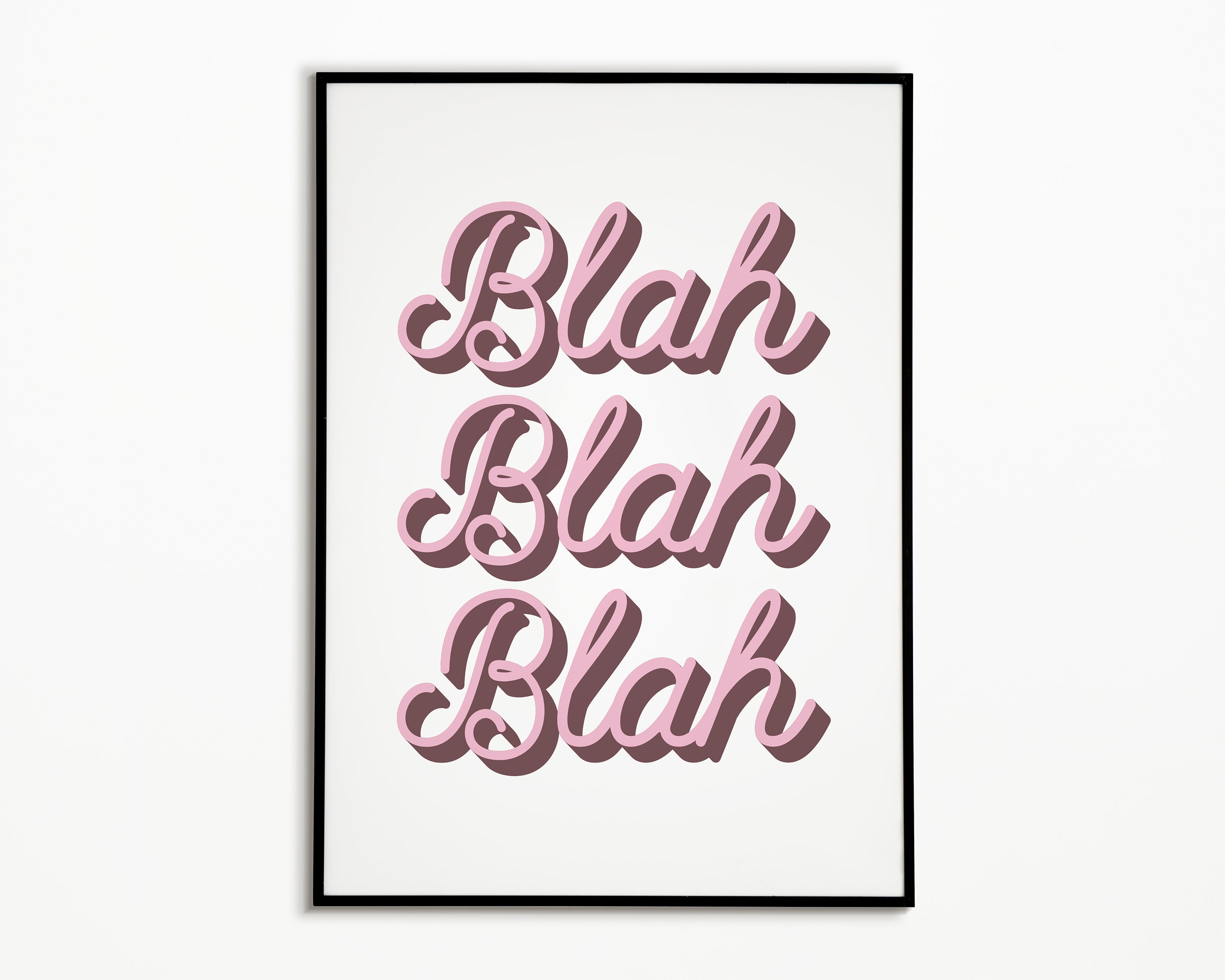 Blah Blah Blah Wall Art Blah Pink Print3D Wall ArtTrendy | Etsy