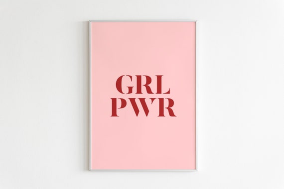 GRL PWR Wall Art Girl Power Print Pink Red Print Trendy | Etsy