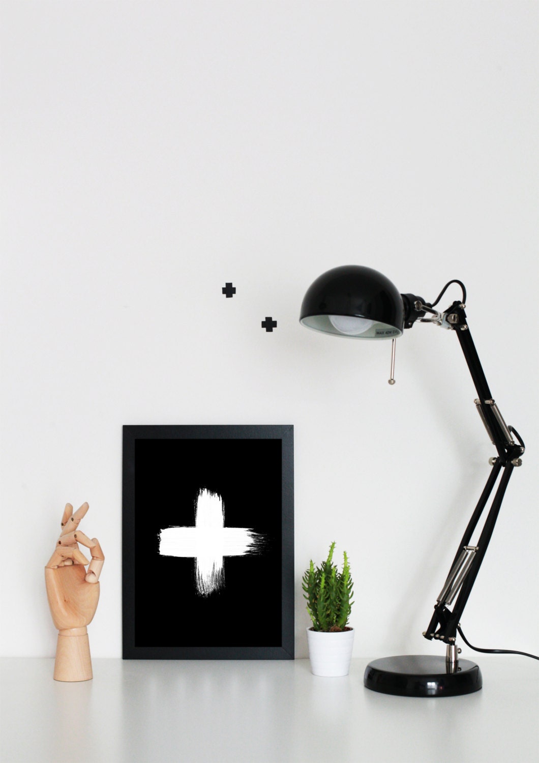 Swiss Cross Plus Sign Printable Poster - Black and White Geometric Art ...