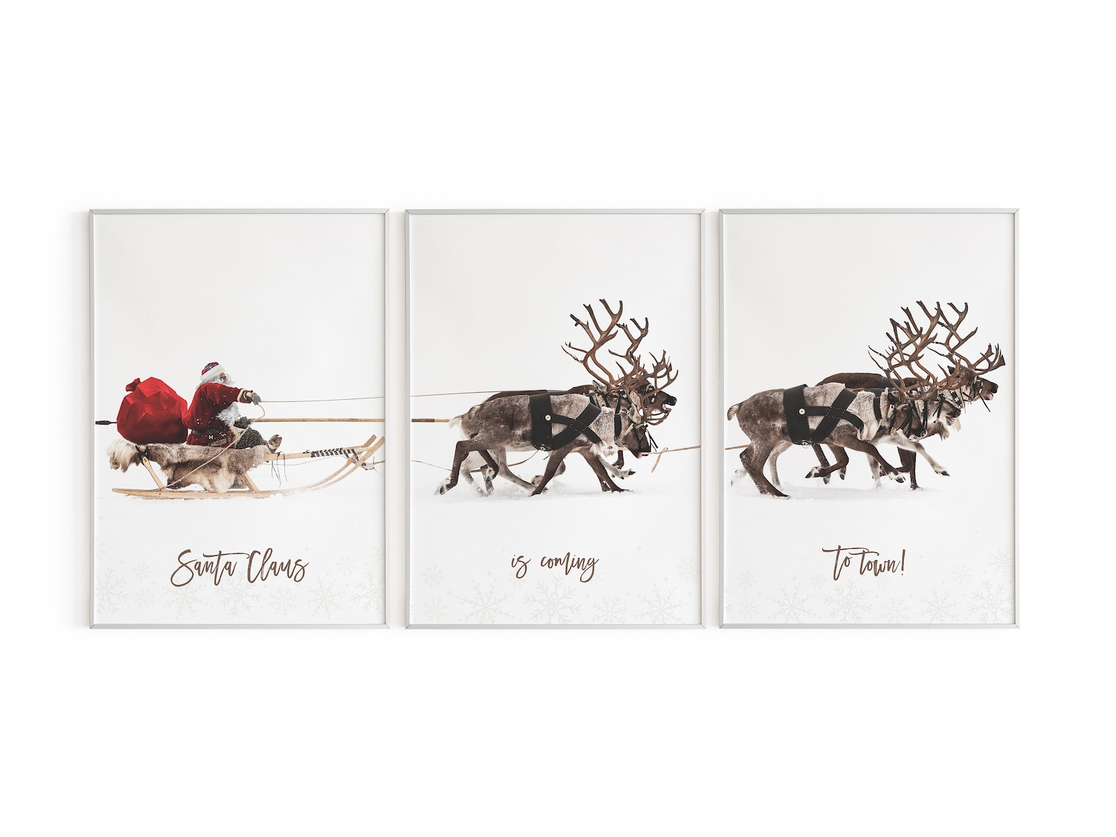 Gallery Set of 3 Christmas Santa Claus With Sleigh and - Etsy