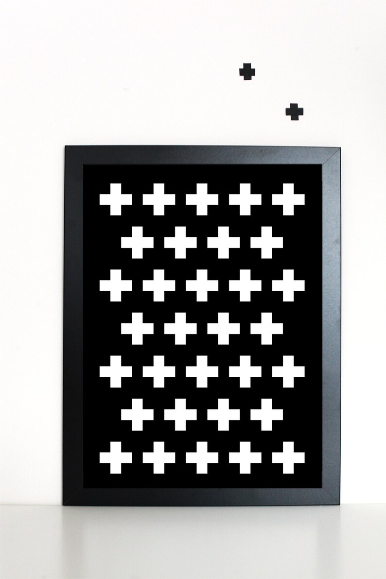 Swiss Cross Pattern 50x70 Cm A4 Plus Sign Black and - Etsy