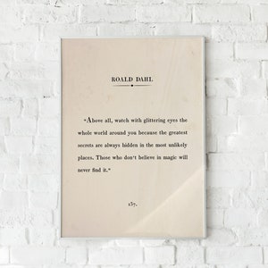 Roald Dahl Quote Print, Book Quote Wall Art, Inspirational Motivational ...