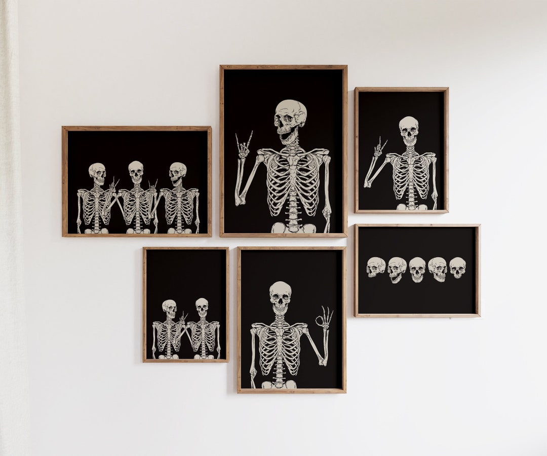 Set of 6 Halloween Printable Bundlehalloween Decorskeleton - Etsy