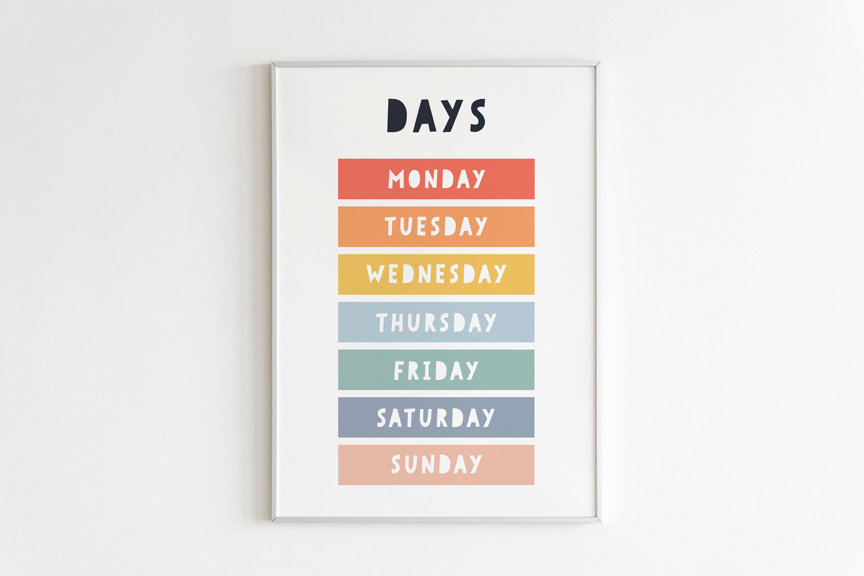 Educational Wall Art Printable Days of the Week Poster Boho | Etsy
