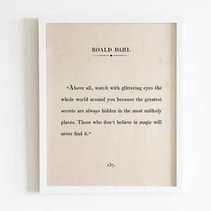 Roald Dahl Quote Print, Book Quote Wall Art, Inspirational Motivational ...