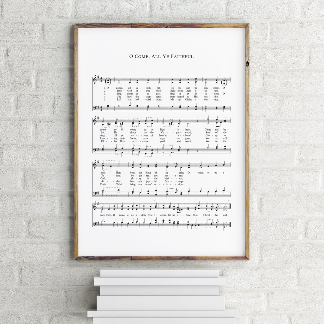 O Come All Ye Faithful,music Sheet Wall Art,christmas Song Sign ...