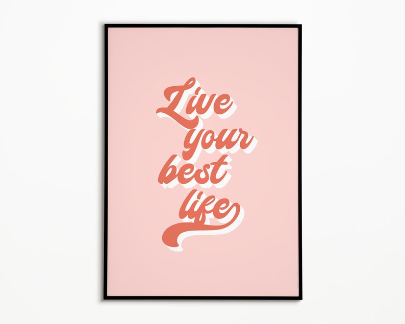 Live Your Best Life Wall Art Inspirational Retro Print Boho - Etsy