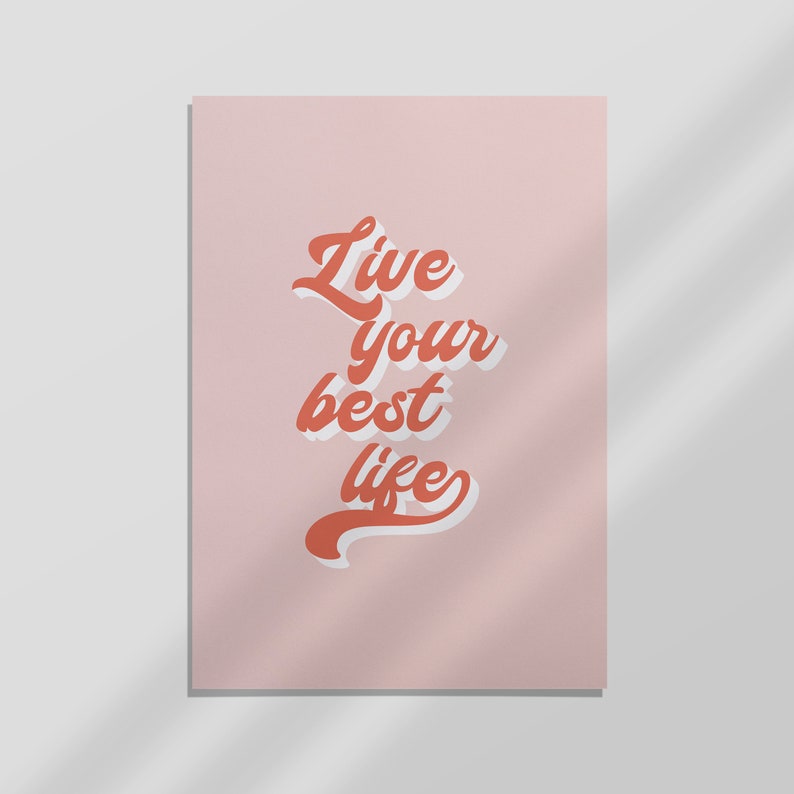 Live Your Best Life Wall Art Inspirational Retro Print Boho - Etsy