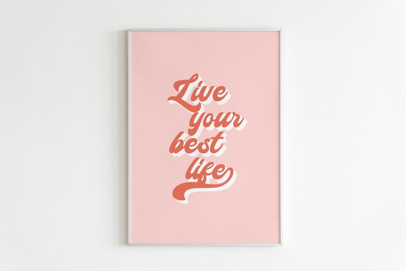 Live Your Best Life Wall Art, Inspirational, Retro Print, Boho Poster ...