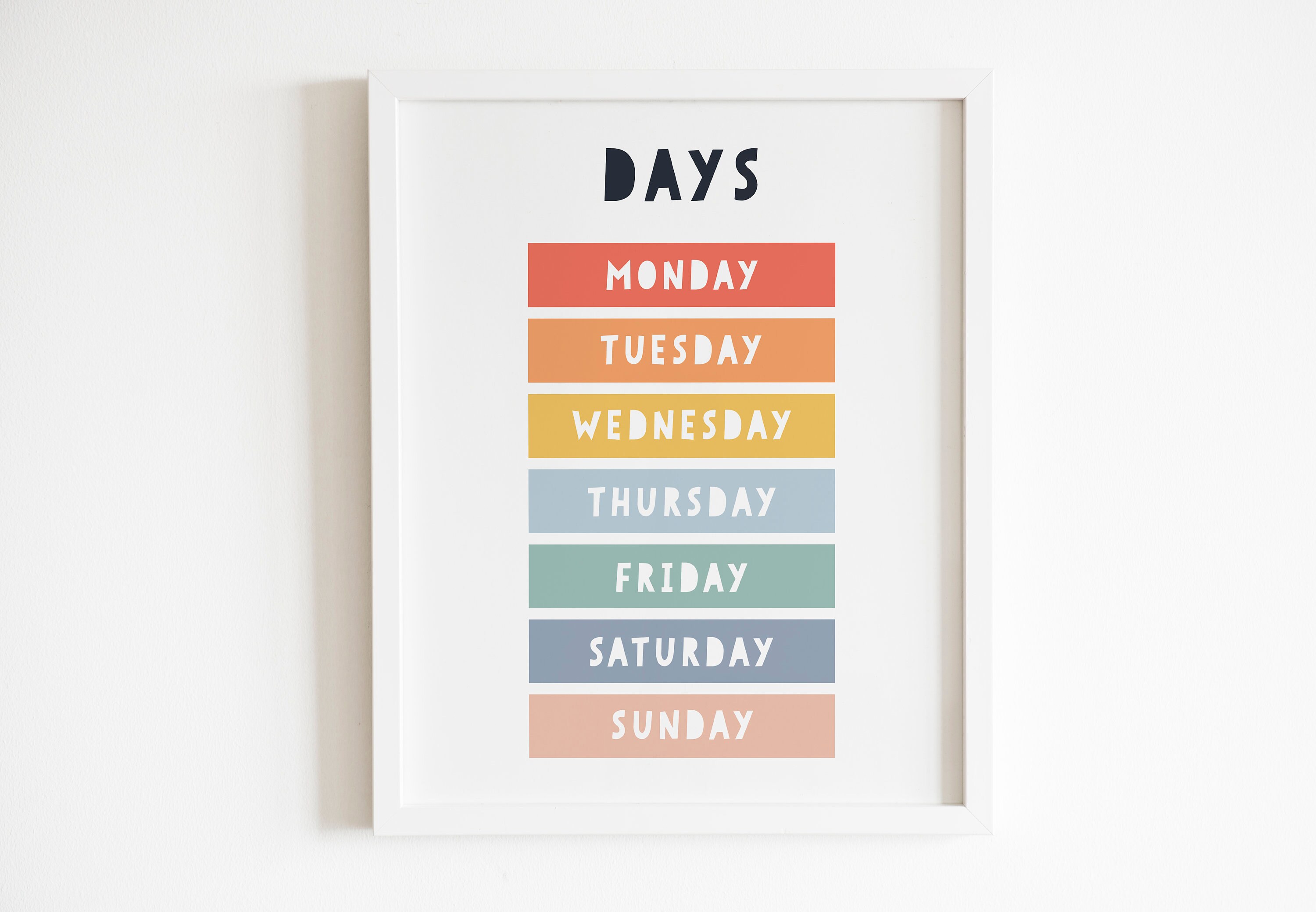 Educational Wall Art Printable Days of the Week Poster Boho | Etsy