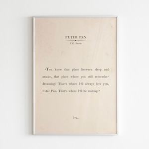 Peter Pan Print,book Page,printable Wall Art,j.m. Barrie Quote,peter ...