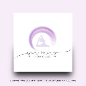 Pre-made Logo Purple Pink Watercolor Yoga Studio Logo - Holistic Logo ...