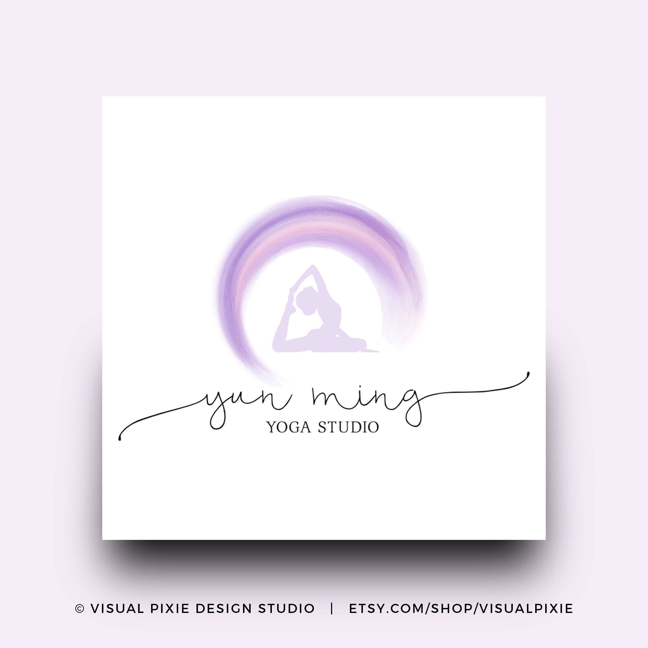 Pre-Made Logo Purple Pink Watercolor Yoga Studio Logo | Etsy