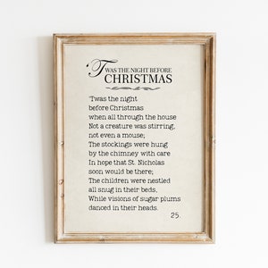 Twas the Night Before Christmas Printable Wall Art, Christmas Sign ...