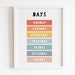 Educational Wall Art, Printable Days of the Week Poster, Boho Numbers ...