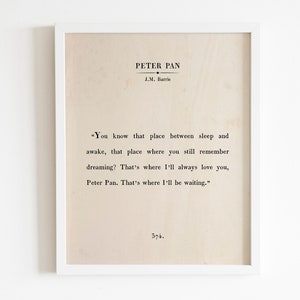 Peter Pan Print,book Page,printable Wall Art,j.m. Barrie Quote,peter ...