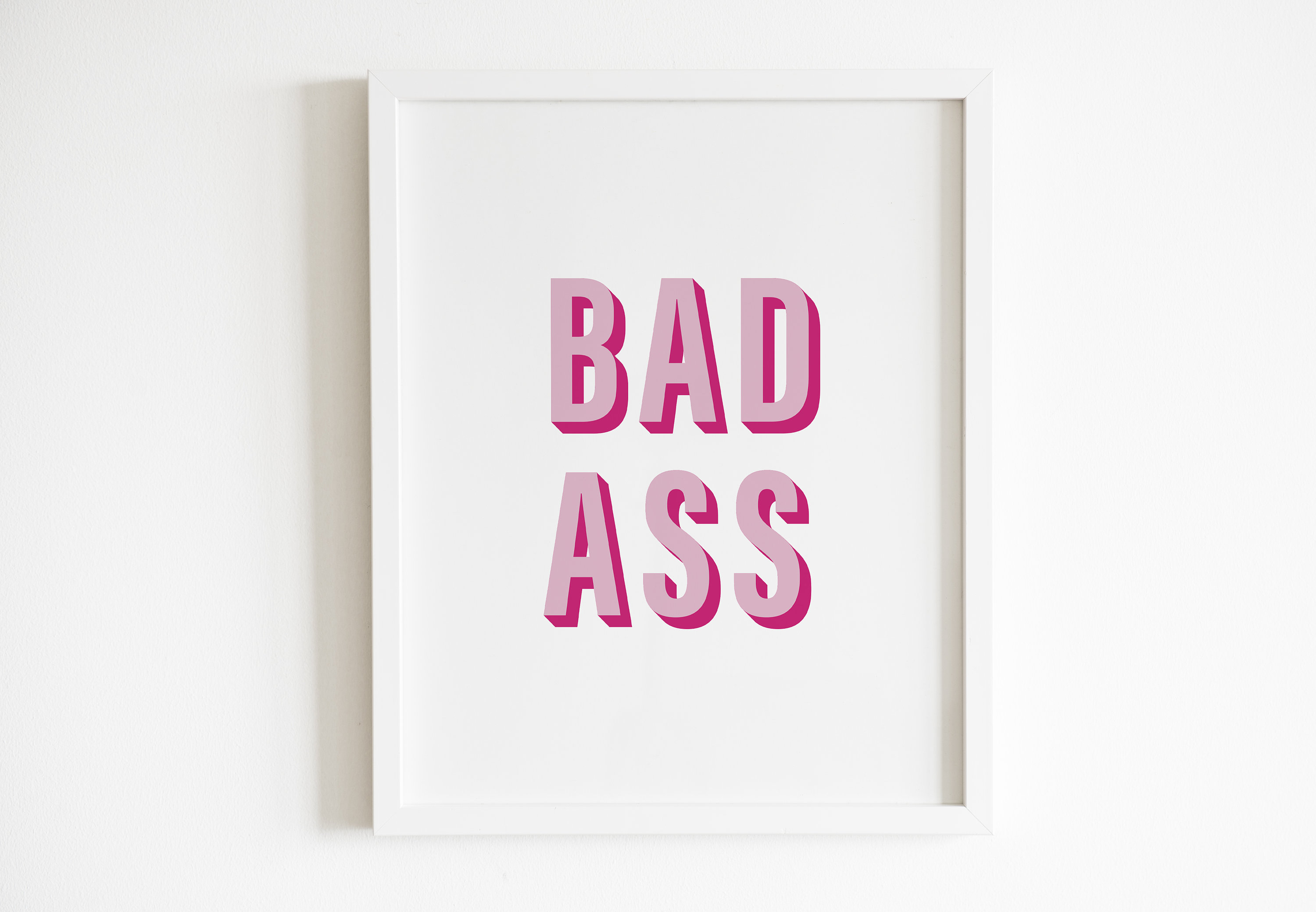 Bad Ass Print Pink Wall Art Funny Quote 3D PrintTrendy | Etsy
