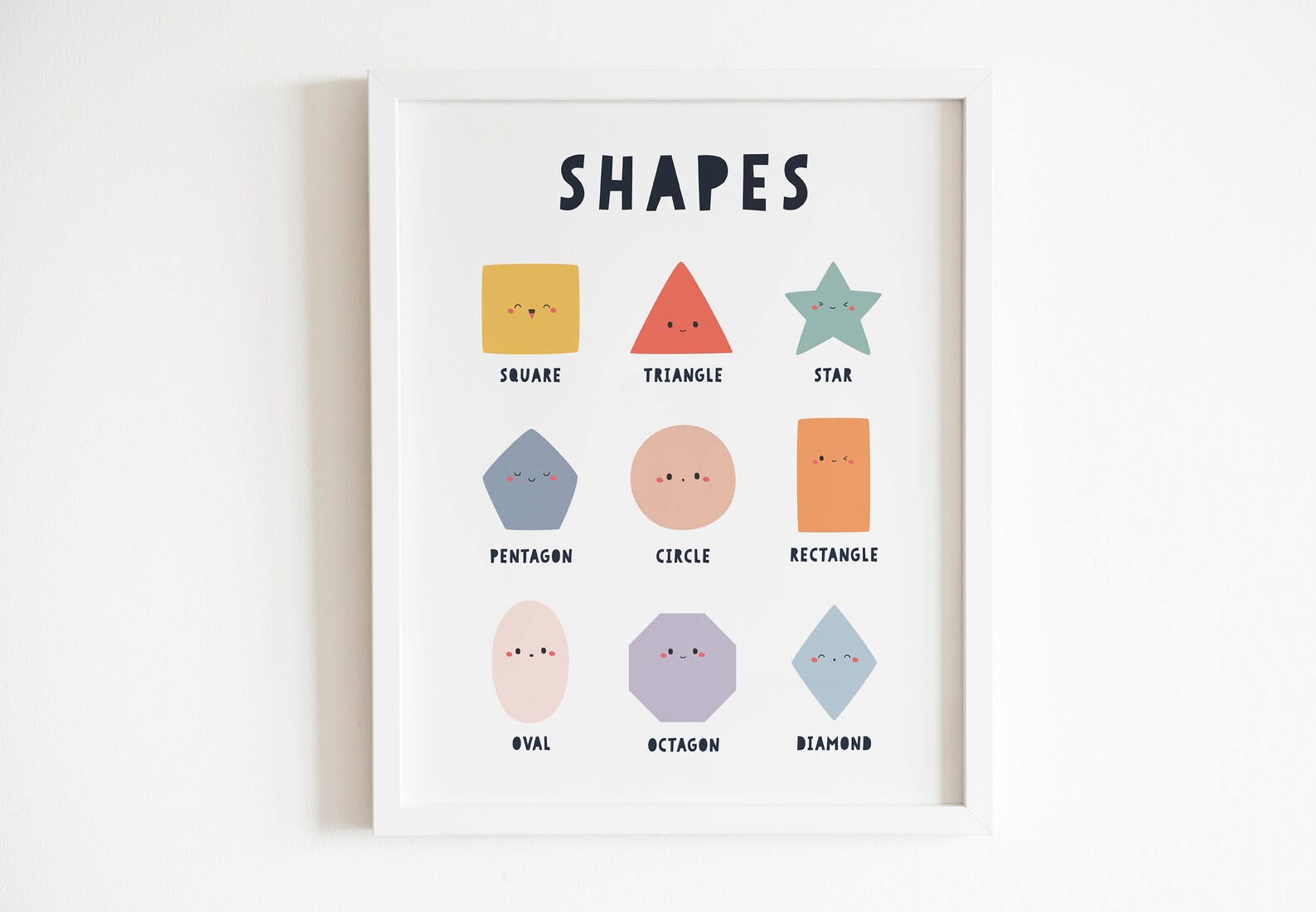 Educational Wall Art, Printable Geometric Shapes Poster, Boho Numbers ...