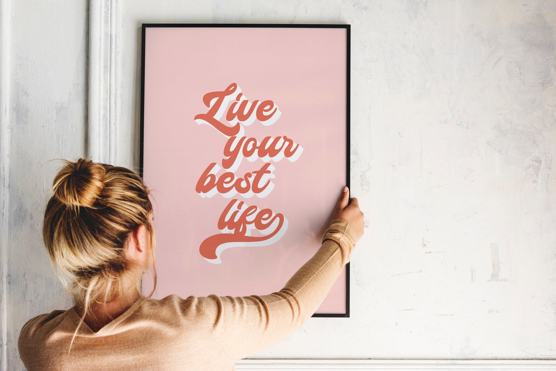 Live Your Best Life Wall Art Inspirational Retro Print Boho - Etsy