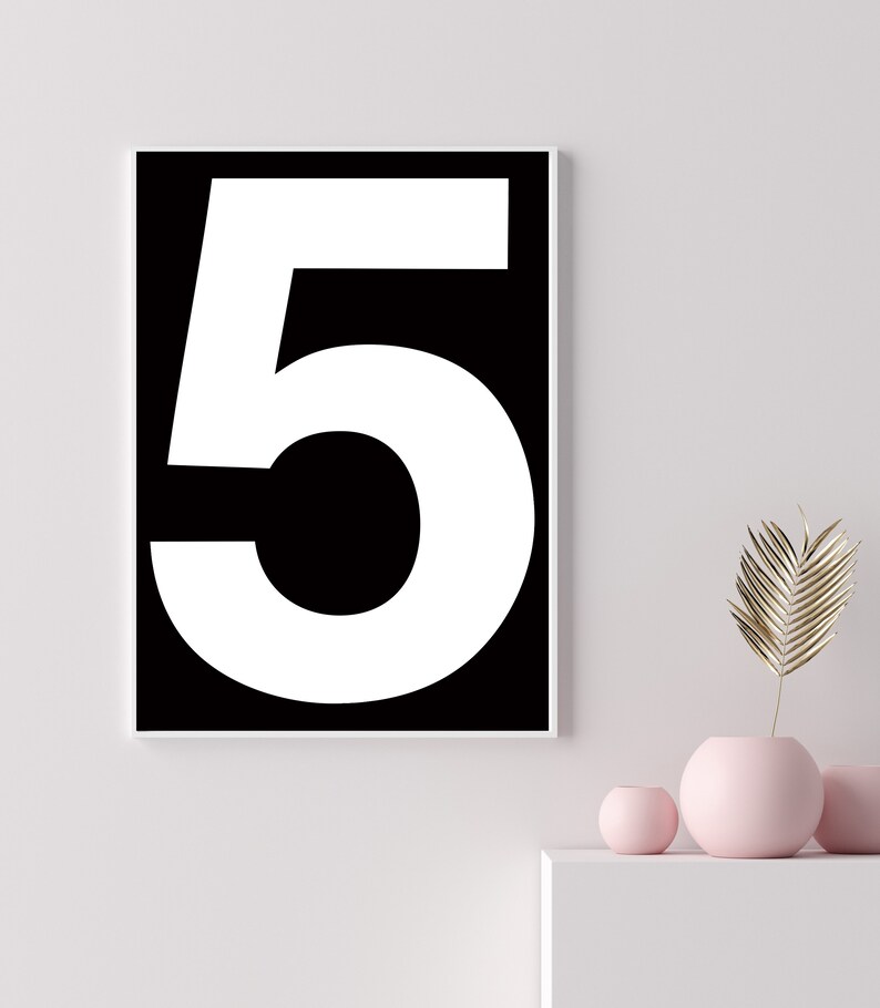 Number 5 Print birthday Print Printable Wall Art | Etsy