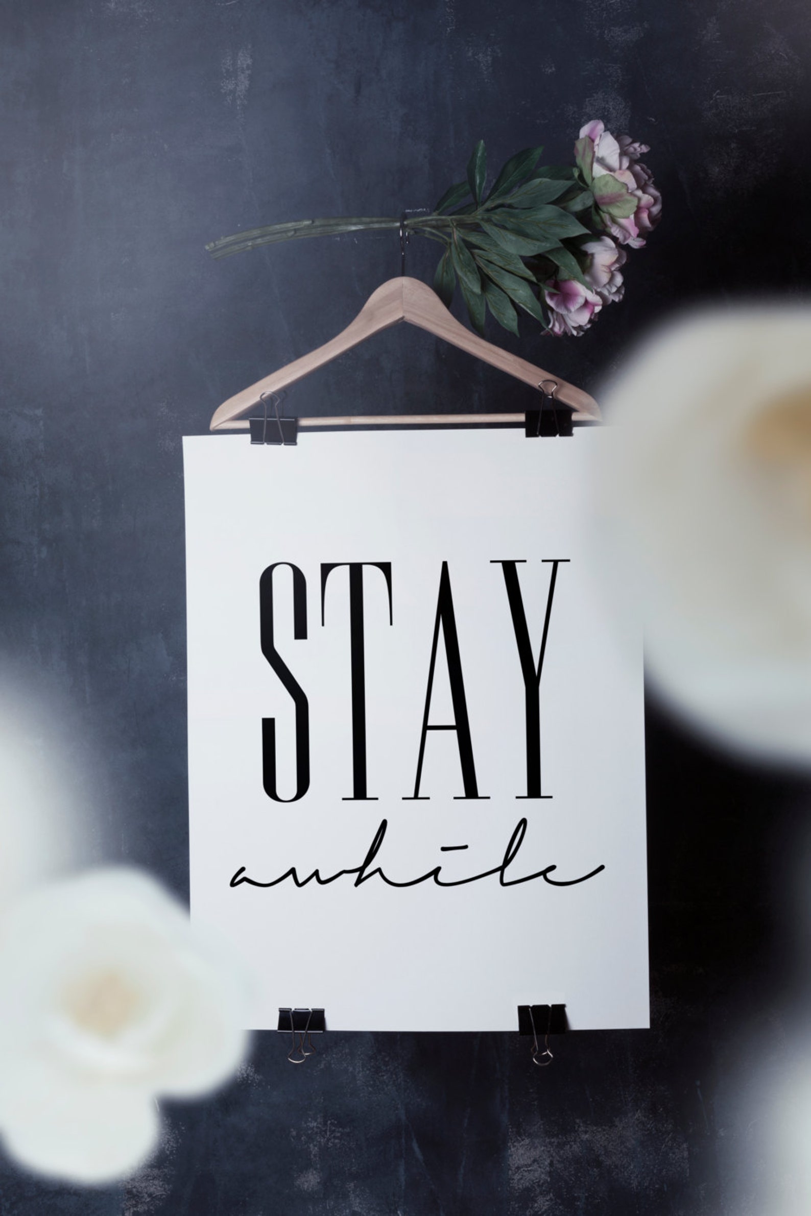 Stay Awhile Printable Wall Art Stay Awhile Signscandinavian - Etsy