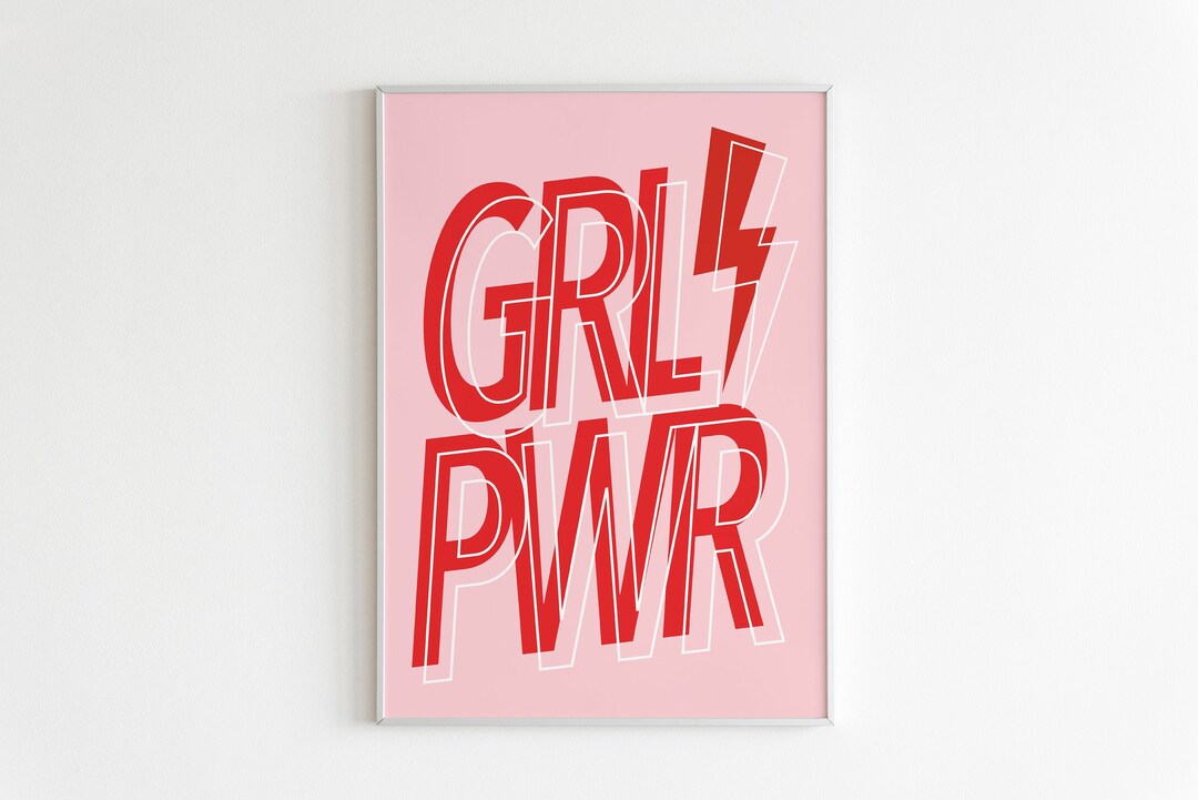 GRL PWR Wall Art, Girl Power Print, Pink Red Print, Trendy Wall Art ...