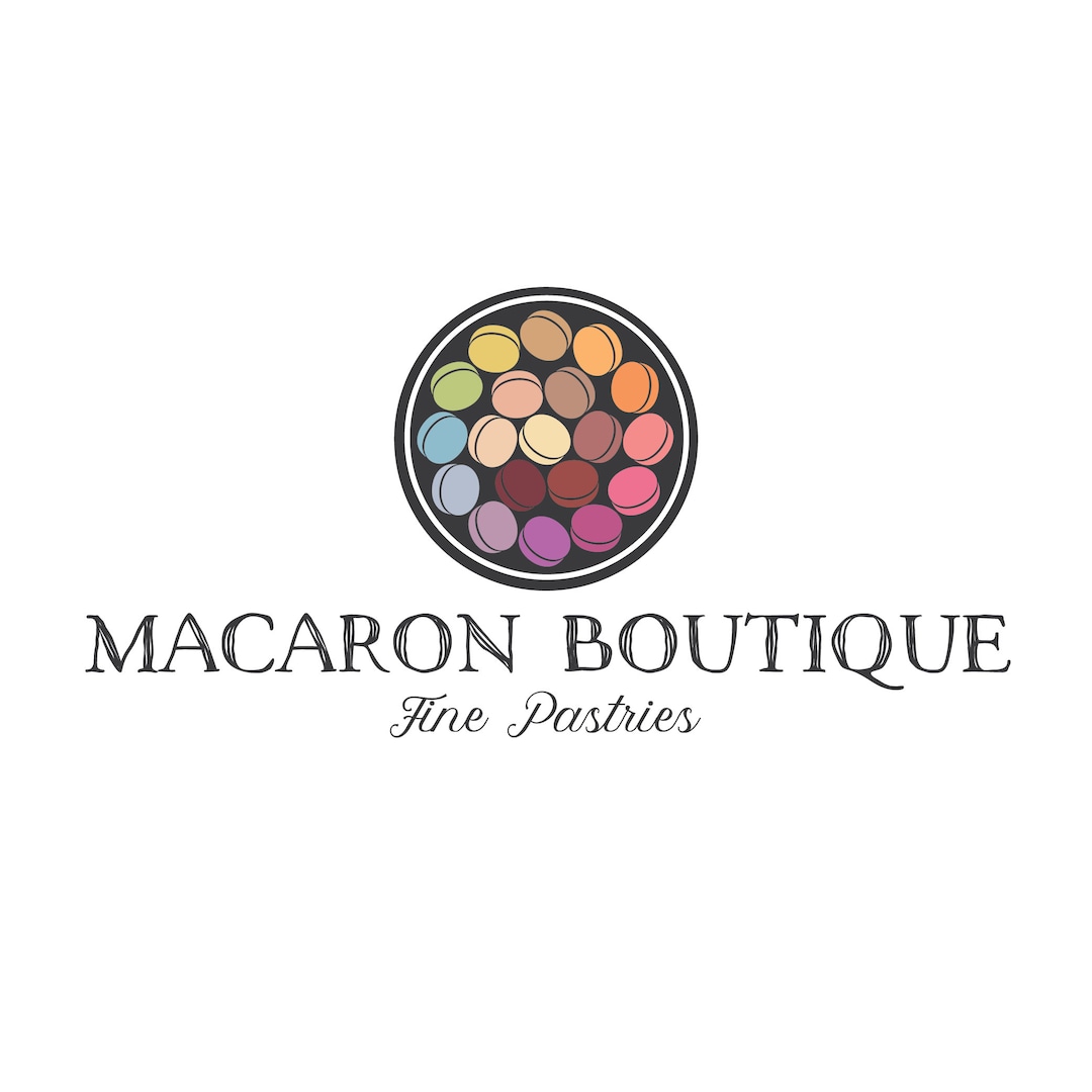 Pre-made Logo - Macarons Logo, Bakery Pastry Logo, Rainbow Macaroons ...