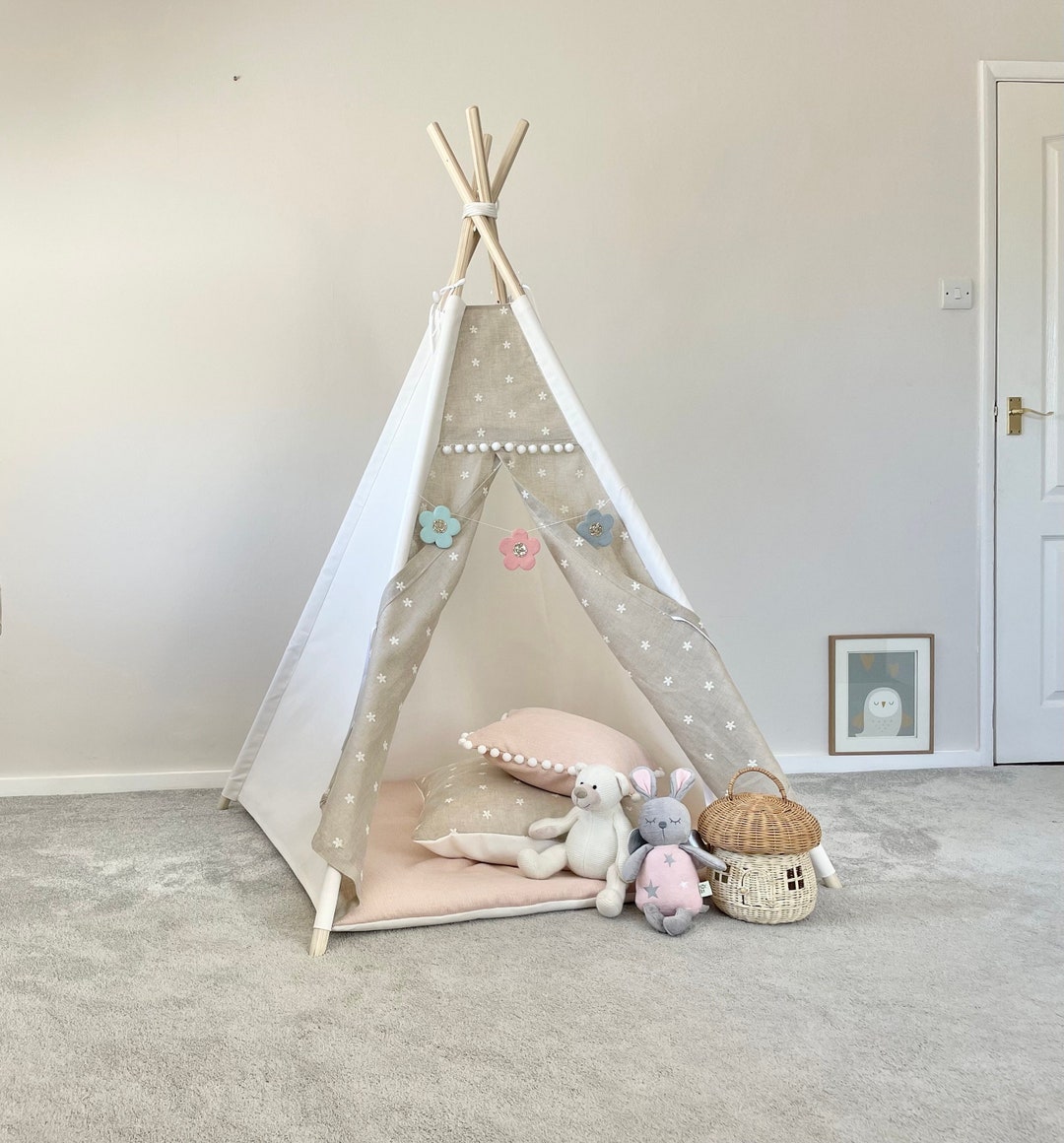 Teepee Set Childrens Teepee Set in NEW Natural Daisies With Option of ...