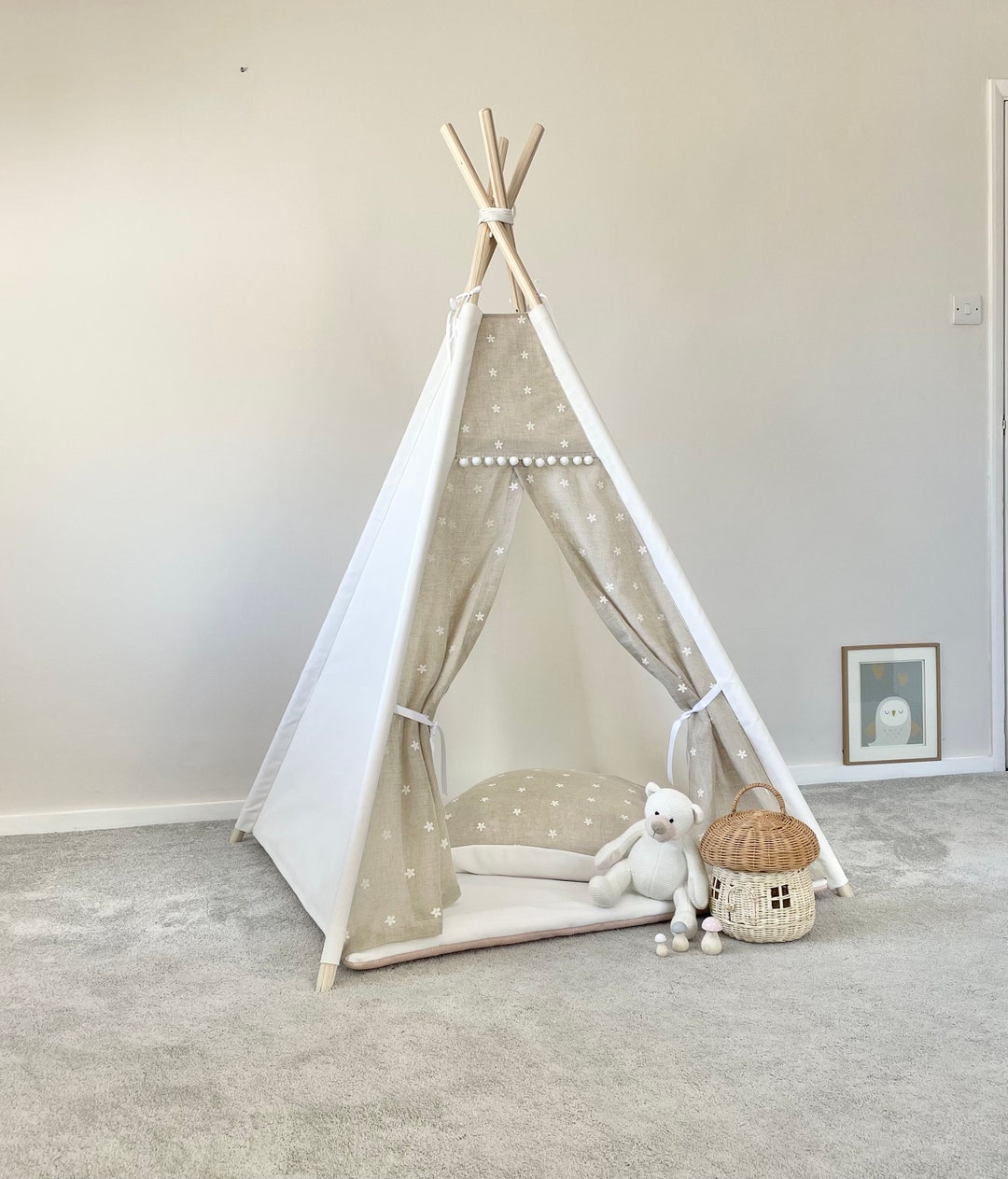 Teepee Set Childrens Teepee Set in NEW Neutral Daisies Available in 4 ...