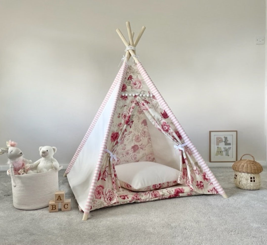 Teepee Set Childrens Teepee Set in Ivory Roses Available in 4 Sizes ...