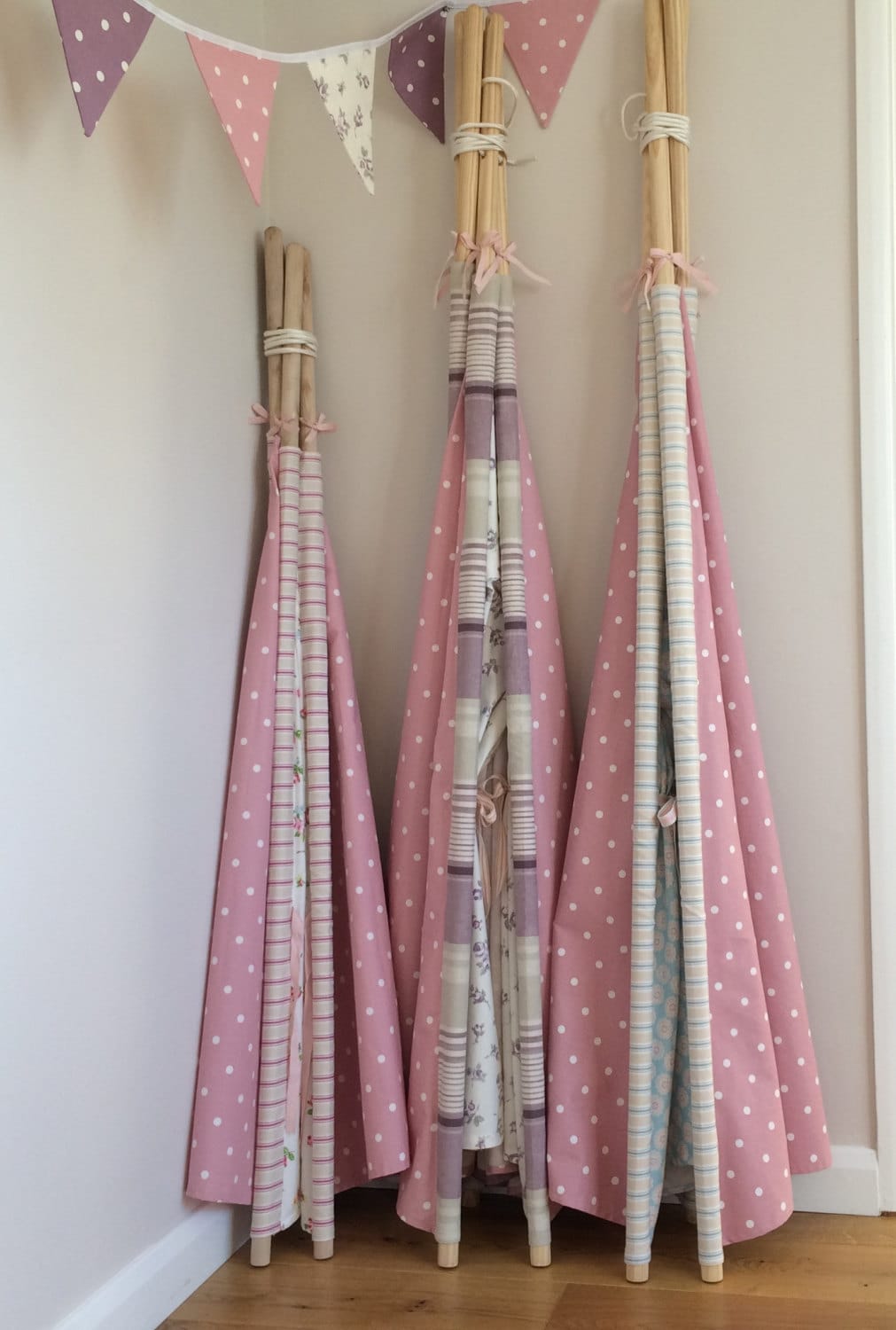 NEW - Blue Dotty Children's Teepee Set – Handmade Cotton Canvas Play ...
