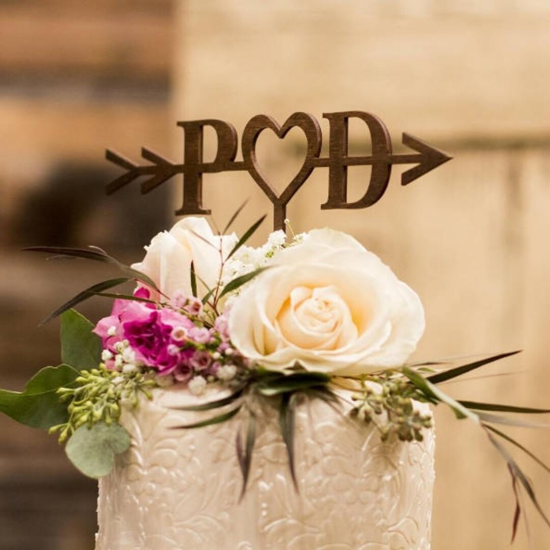 Arrow Cake Topper, Wedding Cake Toppers, Arrow With Initials Cake ...