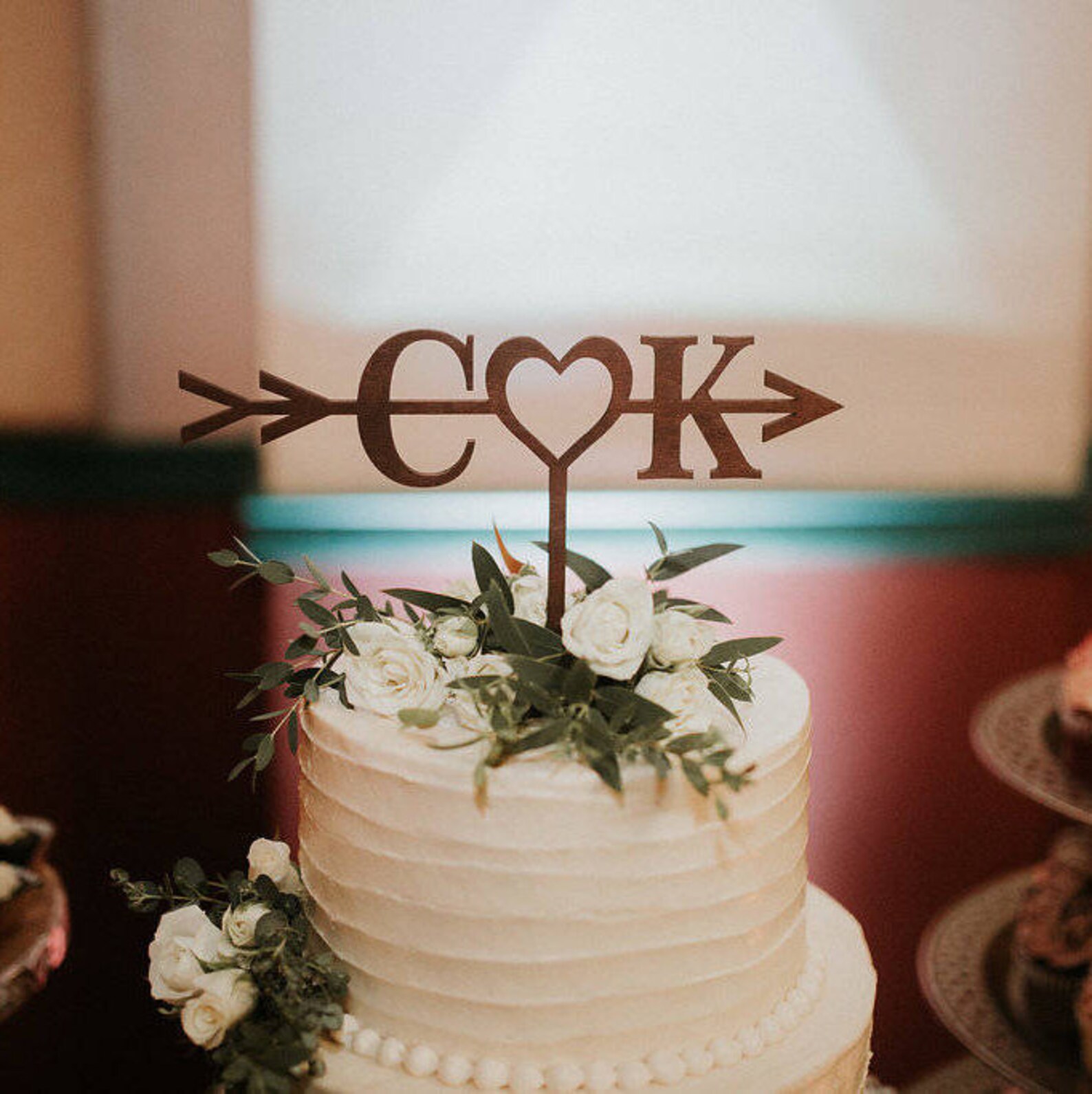 Arrow Cake Topper Wedding Cake Toppers Arrow With Initials - Etsy