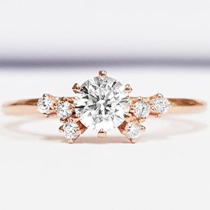 Lab Grown Diamond Cluster Engagement Ring in 14 Carat Rose Gold ...