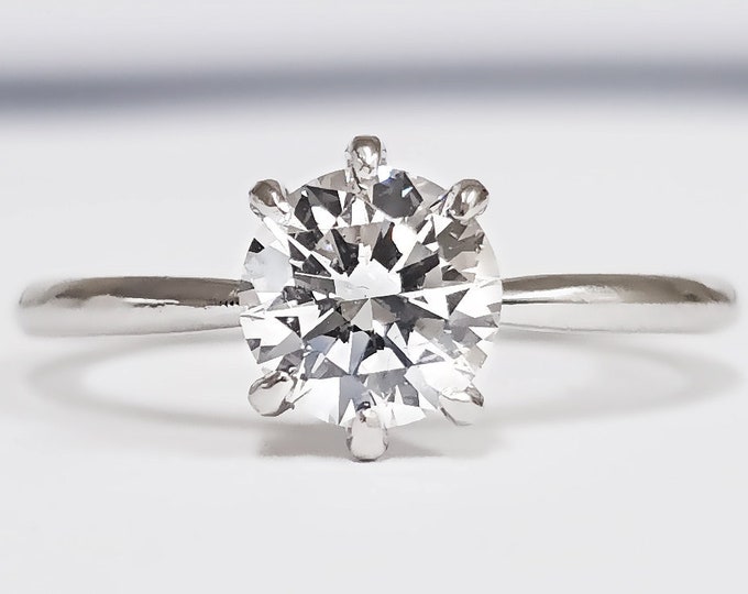 1 Carat Lab Grown Diamond Engagement Ring Handmade in Platinum Antique ...