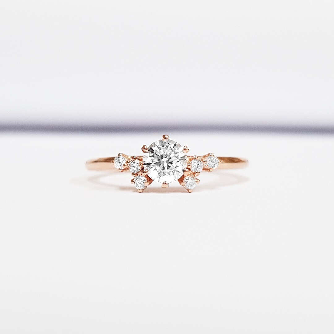 Lab Grown Diamond Cluster Engagement Ring in 14 Carat Rose Gold ...