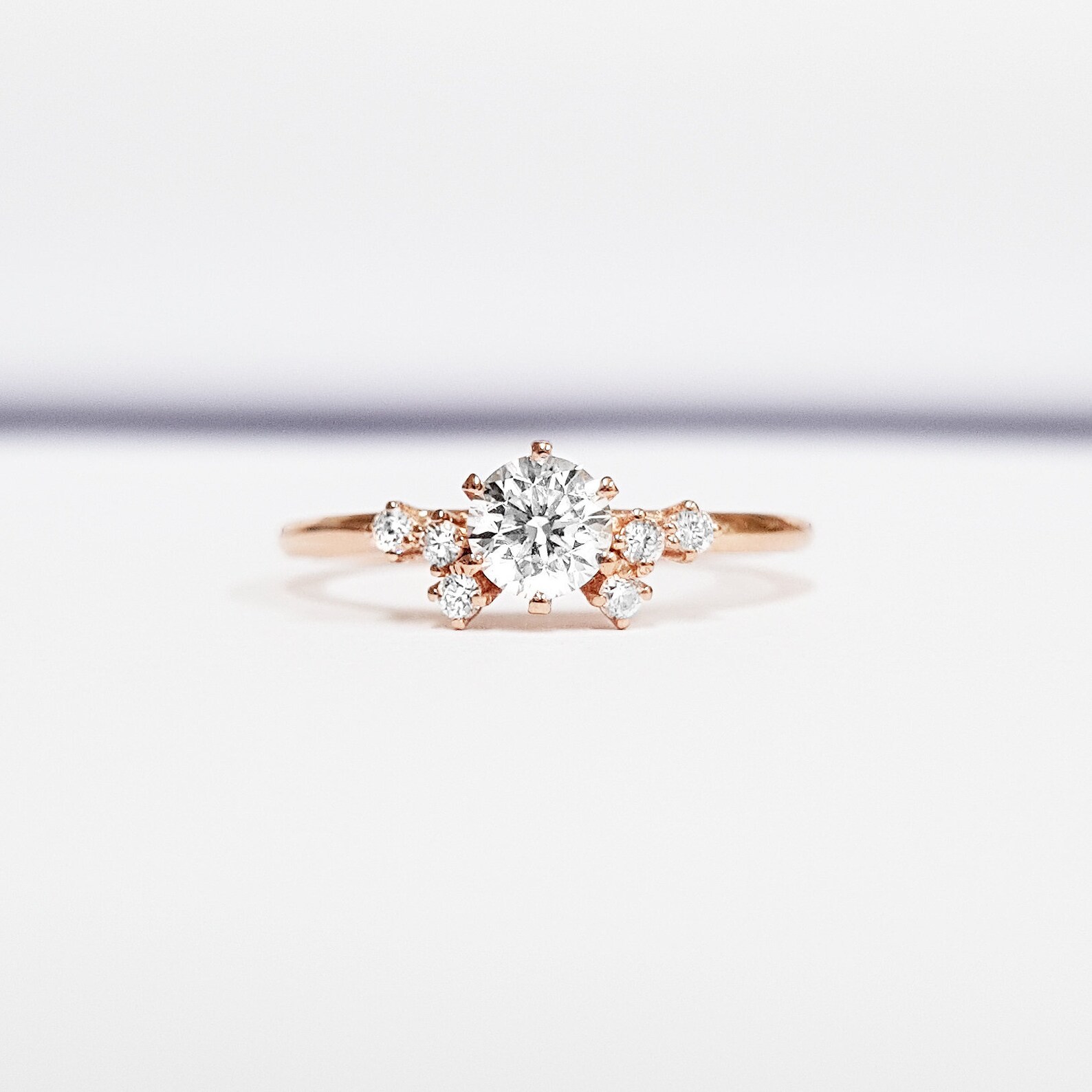 Lab Grown Diamond Cluster Engagement Ring in 14 Carat Rose - Etsy