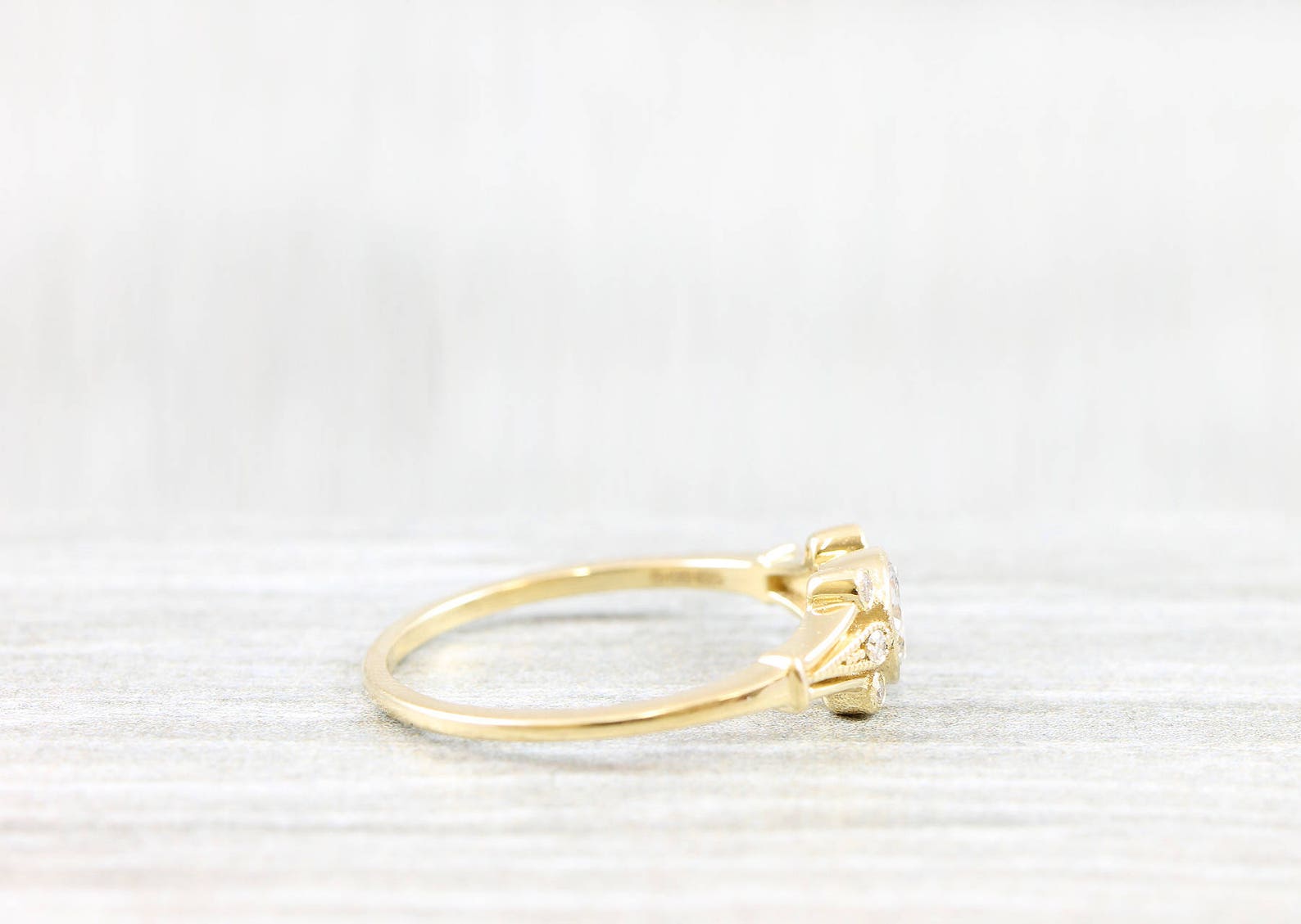 Diamond Handmade Engagement Ring Round Art Deco 1920's - Etsy