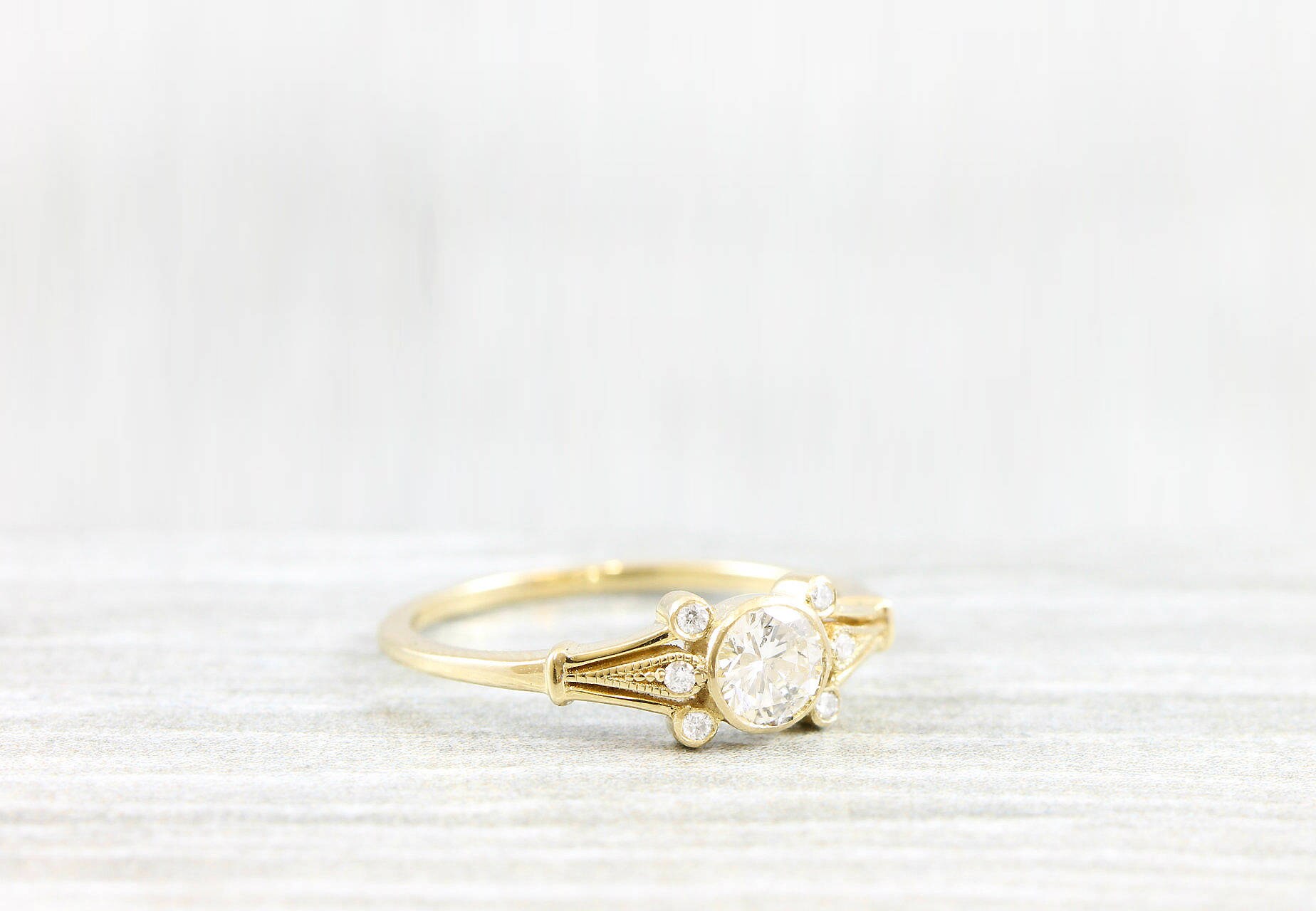 Diamond handmade engagement ring round art deco 1920's | Etsy