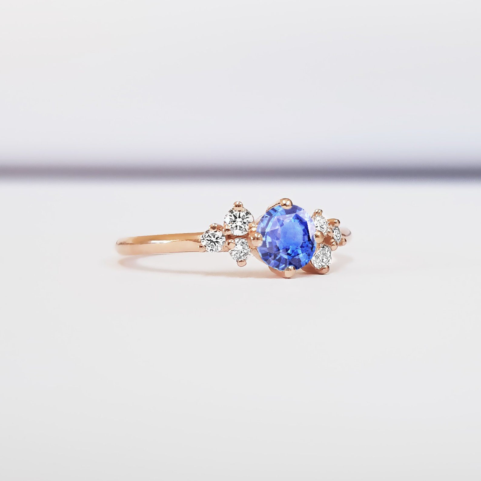 Light Blue Sapphire and Diamond Unique Engagement Ring in - Etsy