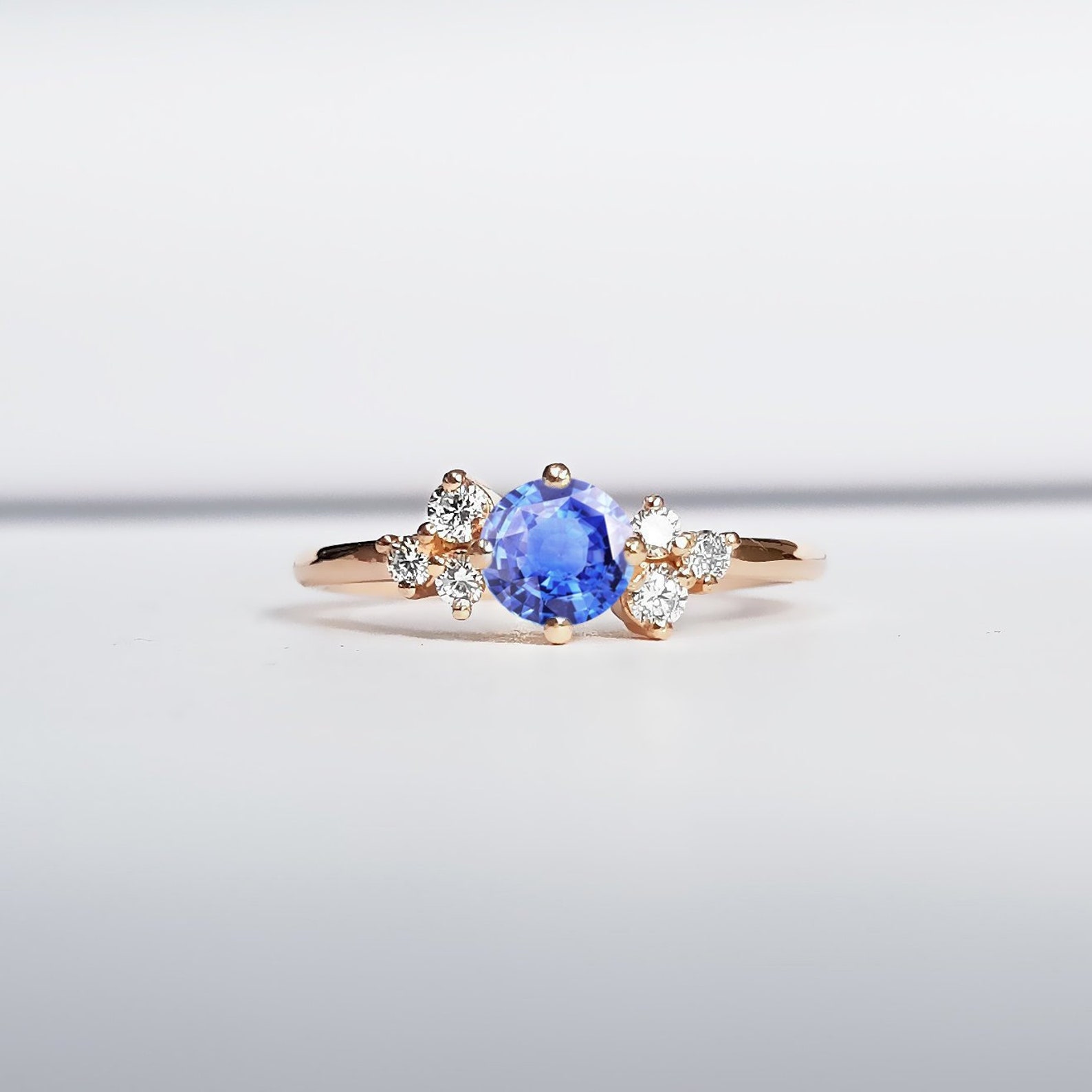Light Blue Sapphire and Diamond Unique Engagement Ring in | Etsy