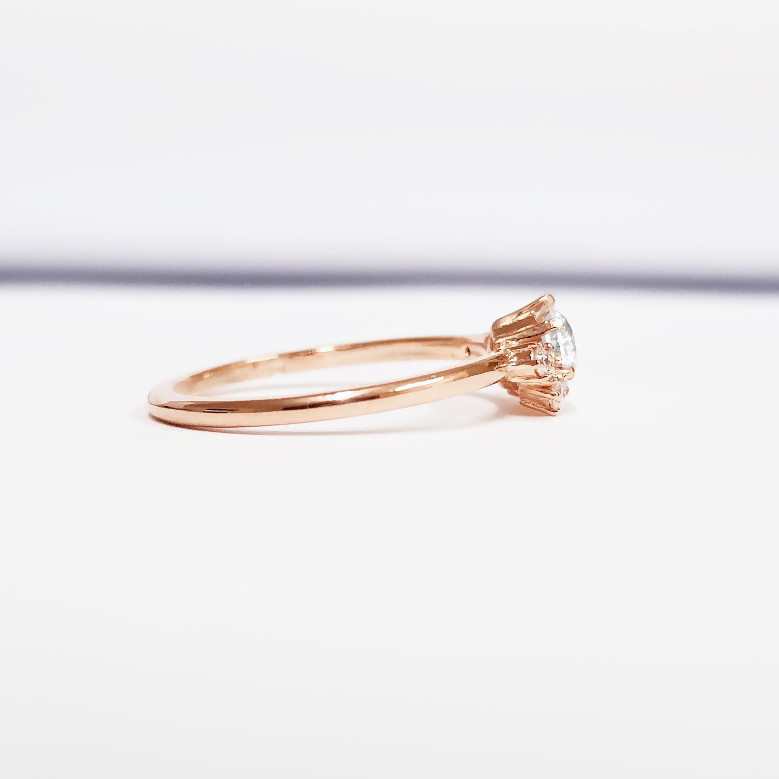 Lab Grown Diamond Cluster Engagement Ring in 14 Carat Rose - Etsy