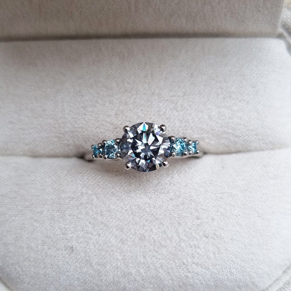 Diamond Aqua Ring - Etsy