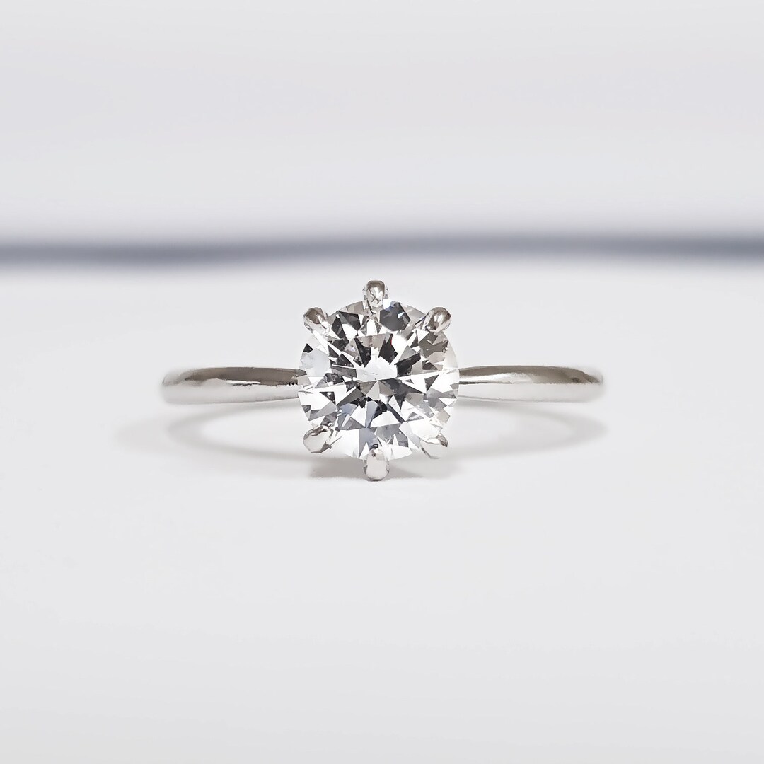 1 Carat Lab Grown Diamond Engagement Ring Handmade in Platinum Antique ...