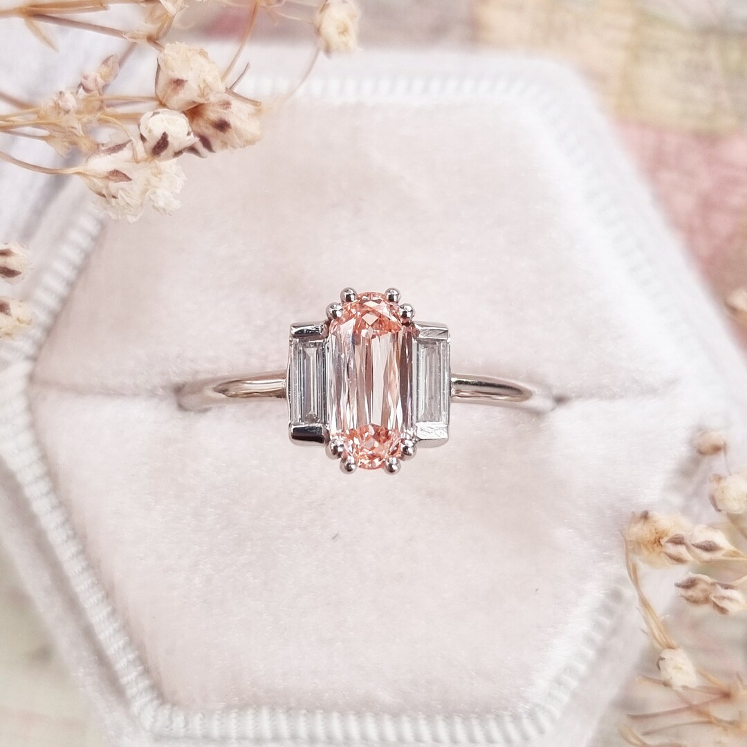 Elongated Cushion Cut Pink Diamond Art Deco Inspired Ring - Etsy